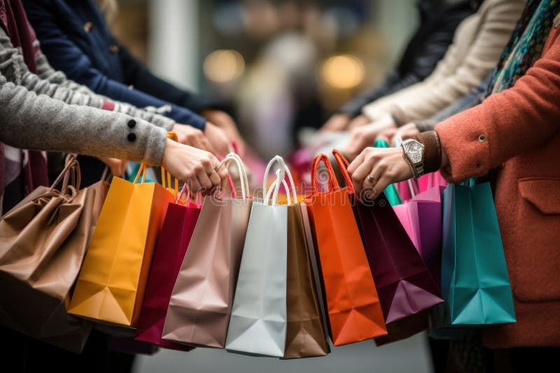 Hands of People with Shopping Bags in Stores Stock Image - Image of ...