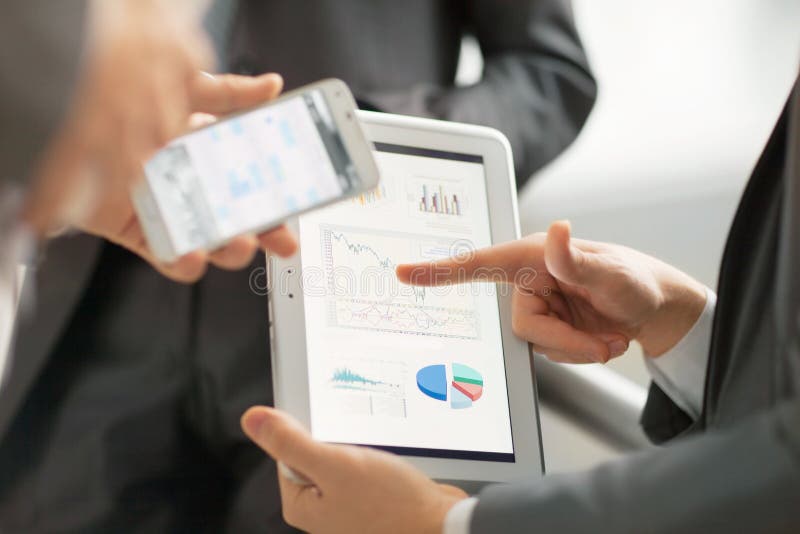 Hands People Working with Tablet Computer. Stock Image - Image of group ...