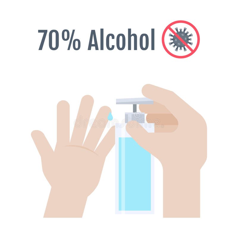 Hands with 70 Percent Alcohol Bottle Vector Stock Vector - Illustration ...