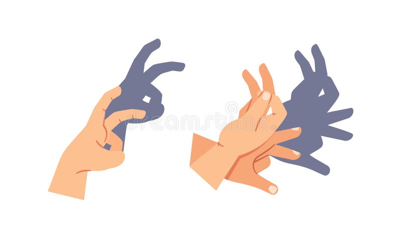 Hands Performing a Shadow Theater, Creating Rabbit Animal Shapes ...
