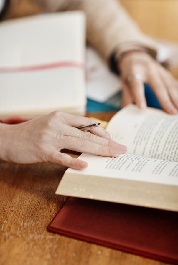 Hands, Person and Books for Studying at University in Library for ...