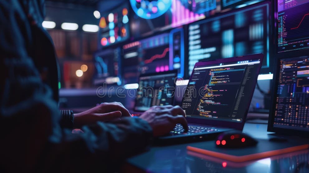 The Programmer S Hands Coding.AI Generated Image Stock Image - Image of ...