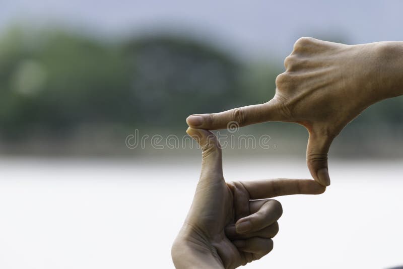 Hands of Person Making Frame Distance or Symbol in Nature Stock Photo ...