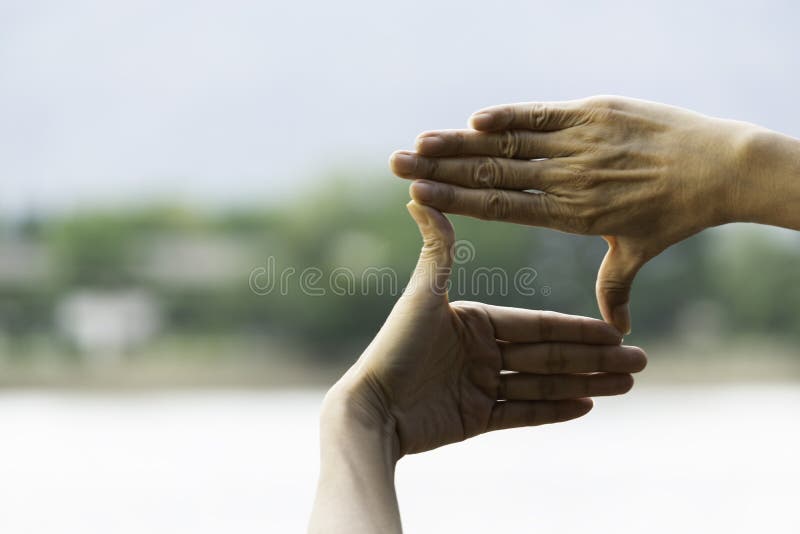 Hands of Person Making Frame Distance or Symbol in Nature Stock Image ...