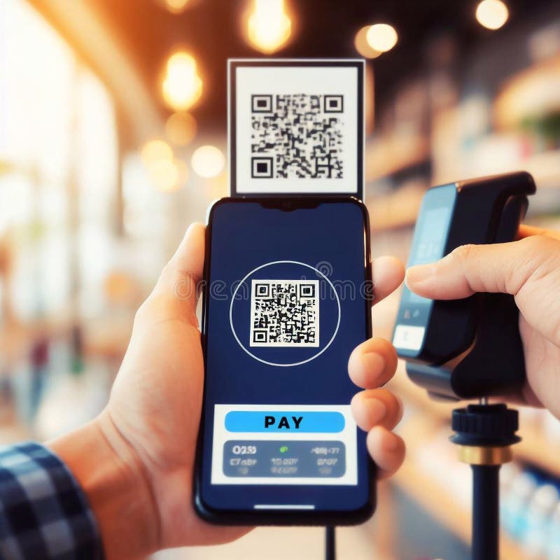 Hands and Phone Close-up, Scanning QR Code on Mobile Phone, Paying in ...