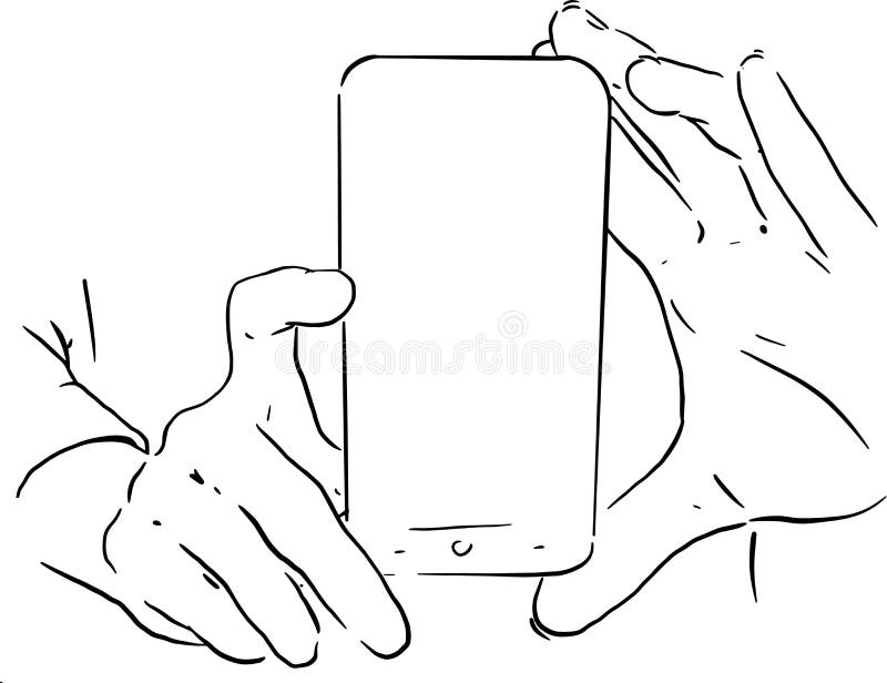 Hand, Phone, Hand Draw Line Vector Illustration Stock Vector ...