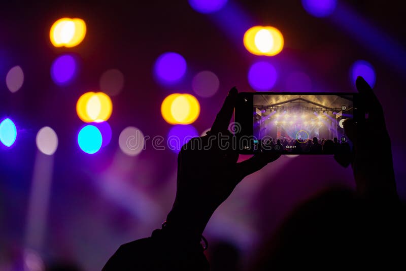 Hands with Phones on Concert, Atmosphere on Concert Stock Image - Image ...