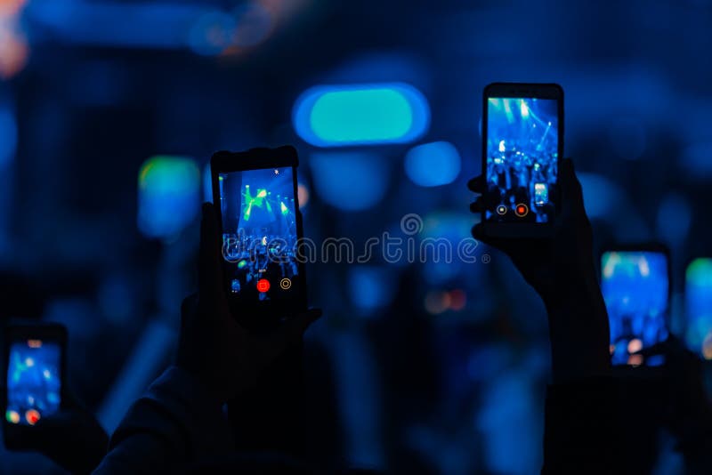 Hands with Phones on Concert, Atmosphere on Concert Stock Image - Image ...