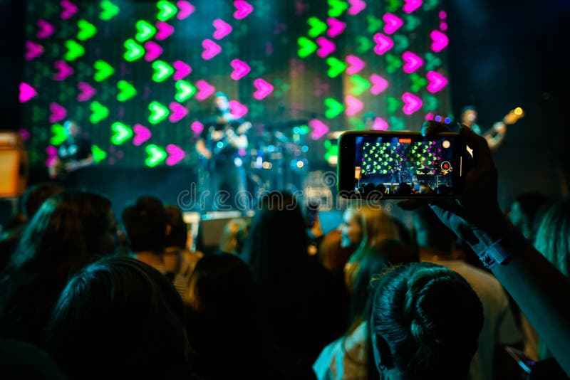 Hands with Phones on Concert, Atmosphere on Concert Stock Photo - Image ...
