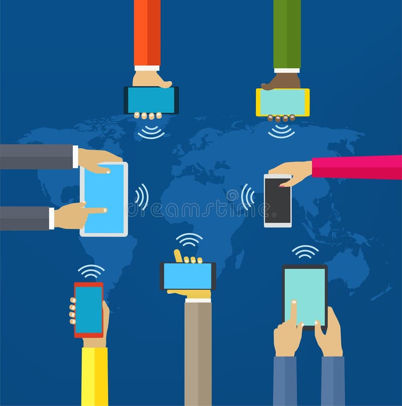 Interaction Hands Using Mobile Apps, Concept Mobile Apps Stock Vector ...