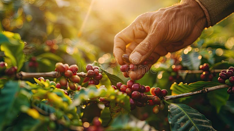 Hands Pick Coffee Beans. Selective Focus Stock Image - Image of fresh ...