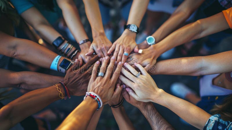 Hands Piled on Top of Each Other Stock Image - Image of hand, piled ...