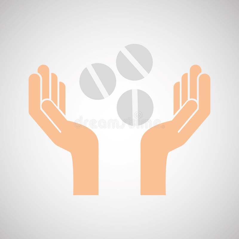 Hands Pill Medicine Care Icon Stock Illustration - Illustration of ...