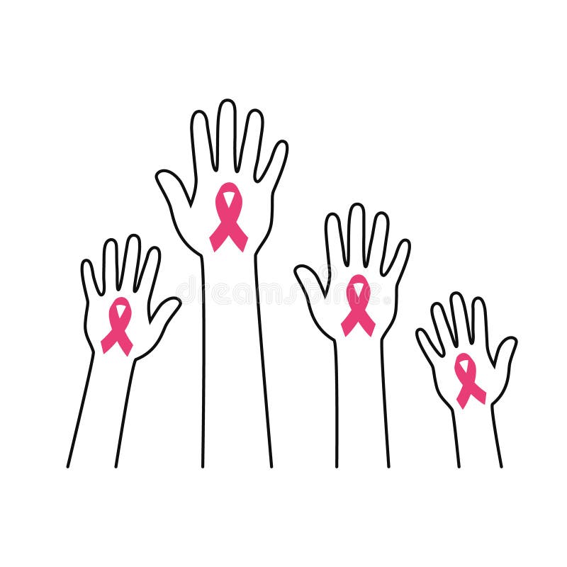 Hands With Pink Breast Cancer Awareness Ribbon Stock Vector
