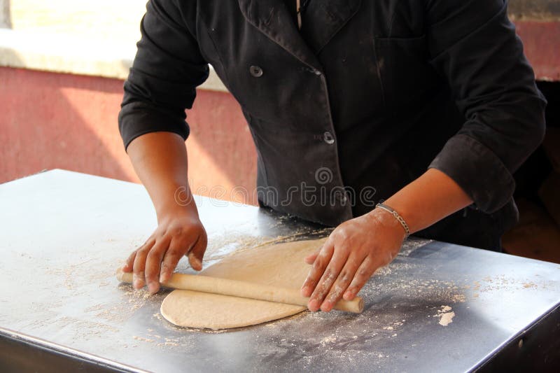 Hands of Pizza Maker Man Kneads Dough, Prepares and Shapes for Pizza ...