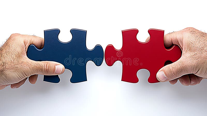 Hands Placing Interlocking Jigsaw Puzzle Pieces Stock Illustration ...