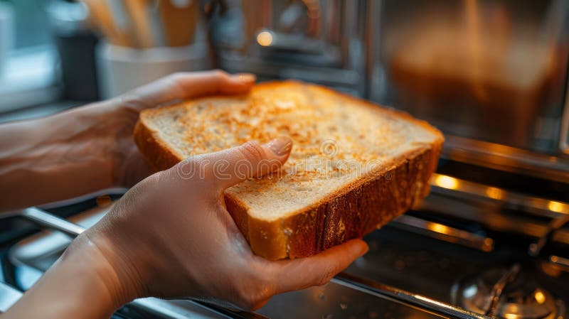 Hands Placing Toast in Toaster. Stock Photo - Image of hands, toaster ...