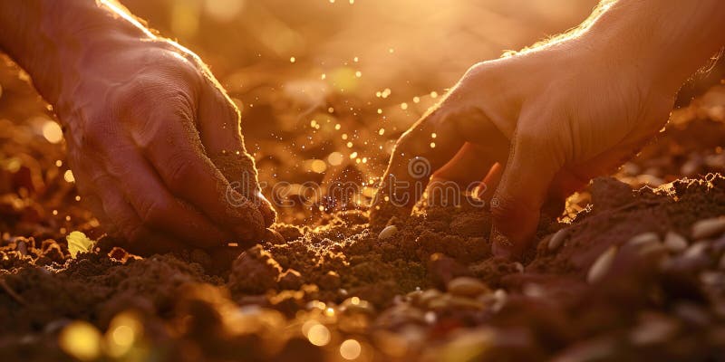 Hands Planting Crops in the Ground Stock Image - Image of farm, closeup ...