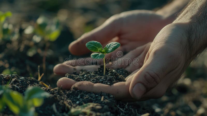 Hands planting seed stock image. Image of gardening - 364018037