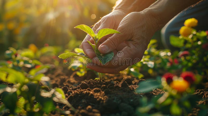 Hands Planting a Seedling in Soil Stock Photo - Image of soil, farming ...