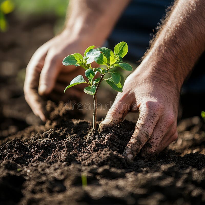 Hands Planting a Seedling in Soil, Symbolizing Growth. Stock Image ...