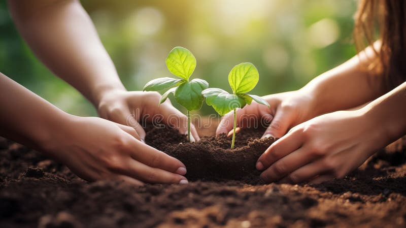 Hands Planting Seeds Garden. Growth Concept Stock Illustration ...