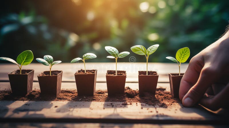 Hands Planting Seeds Garden. Growth Concept Stock Illustration ...