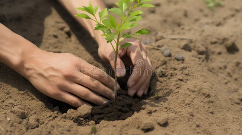 Hands planting tree stock illustration. Illustration of helping - 277388224