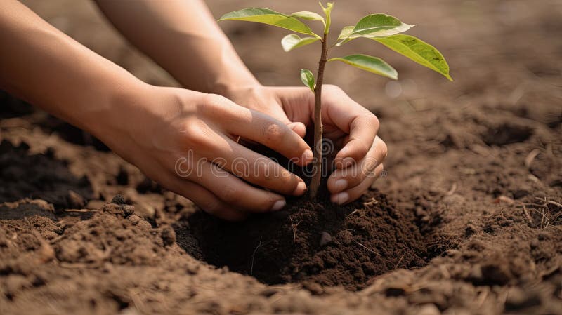 Hands planting tree stock illustration. Illustration of environment ...