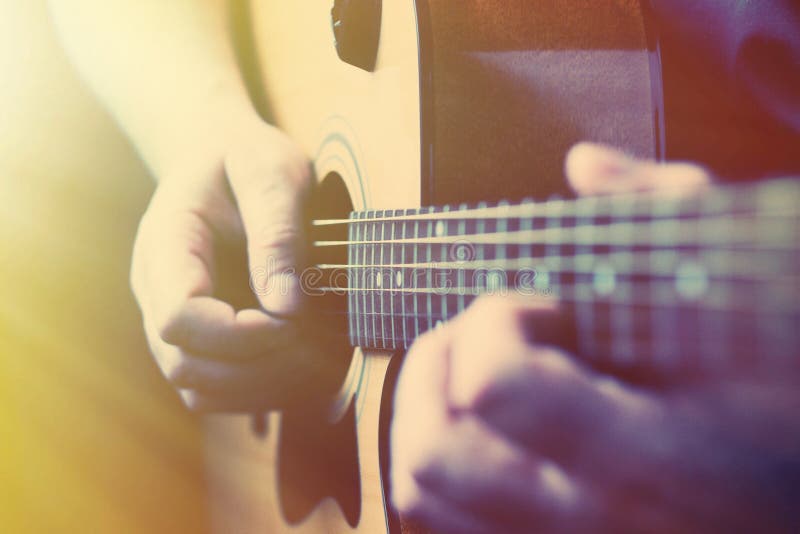 Hands Playing Acoustic Guitar Stock Photo - Image of classical, macro ...