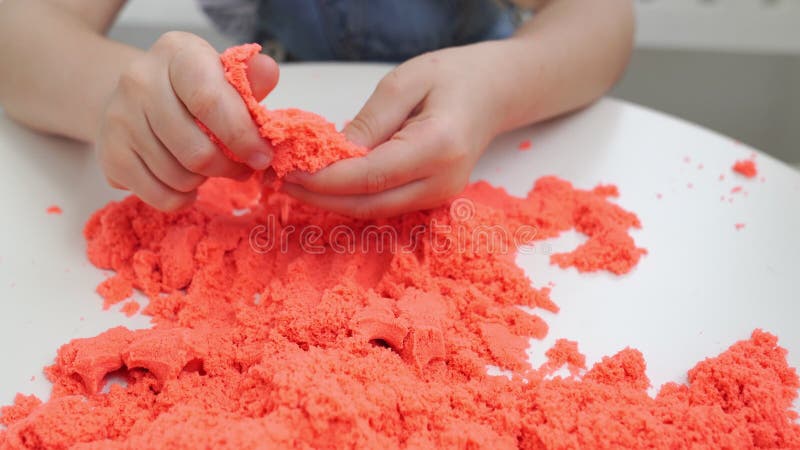 Hands Playing with Kinetic Sand. the Development of Fine Motor Skills ...