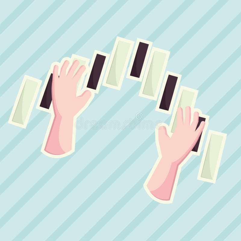 Hands Playing Piano. Vector Stock Illustration - Illustration of vector ...