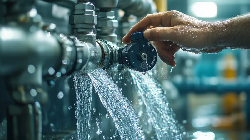 Hands-on Plumbing: Fixing the Water Tap. Stock Illustration ...