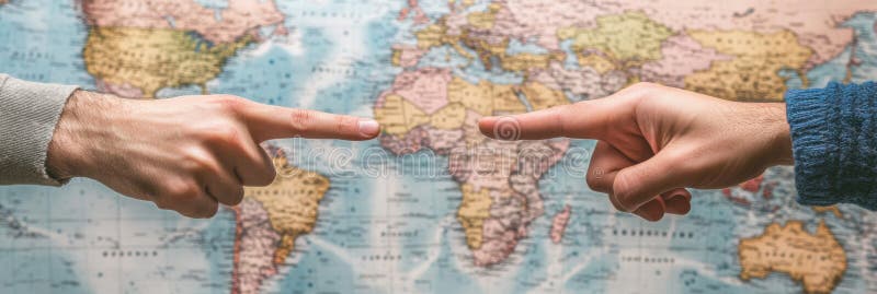 Hands Point in Different Directions Over a Map Emphasizing Disagreement ...