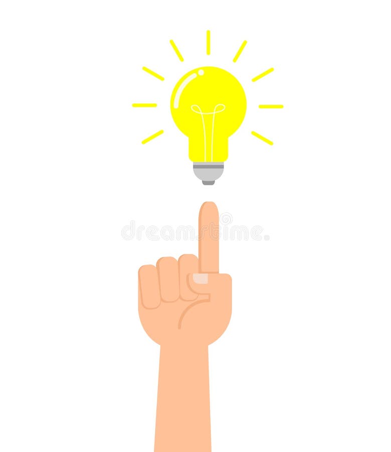 Vector Illustration of Hands Pointing Finger To the Bulb Stock Vector ...