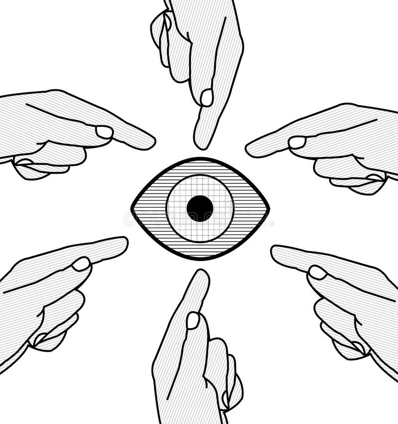 Hands pointing an eye stock illustration. Illustration of racism - 78637652