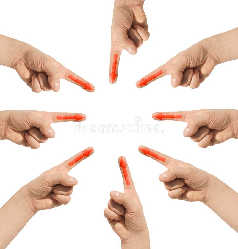 Hands Pointing with Index Fingers at Something Stock Photo - Image of ...