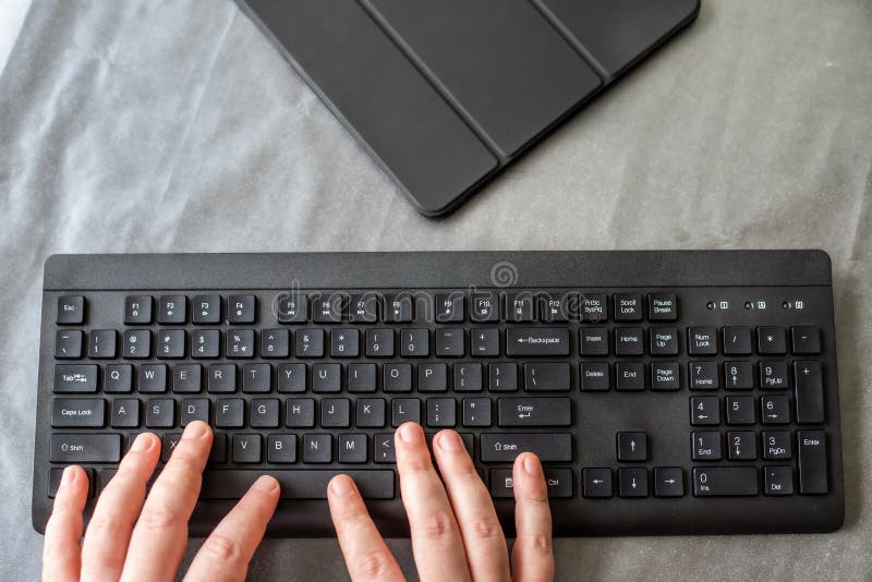 Hands Pointing Pressing Computer Keyboard Enter Keys Typewriting New ...