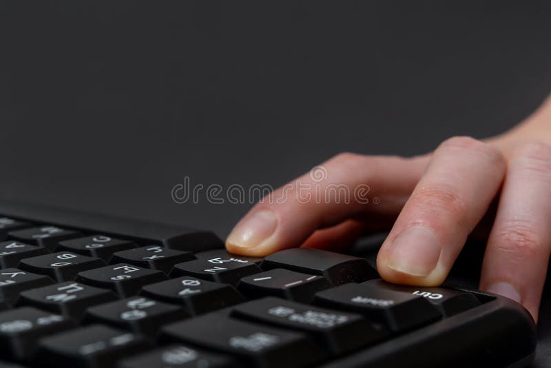 Hands Pointing Pressing Computer Keyboard Keys Typewriting New Ideas ...
