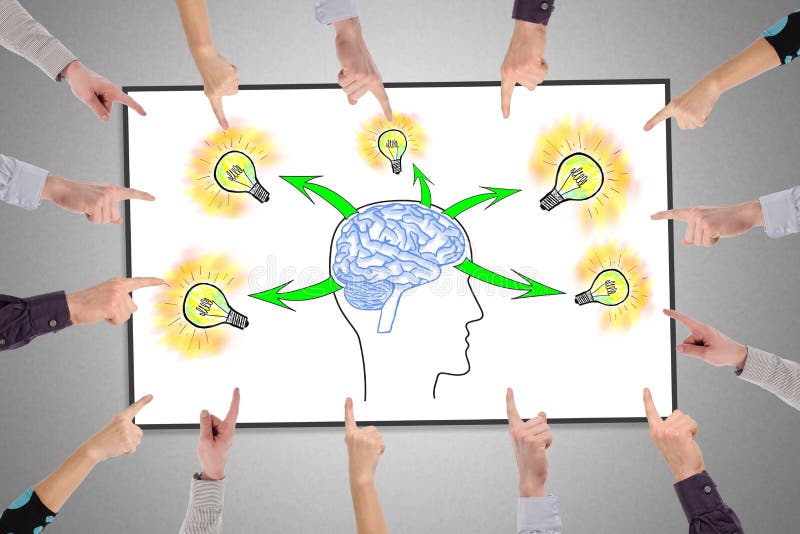 Human Brain Ideas Concept on a Whiteboard Stock Image - Image of head ...