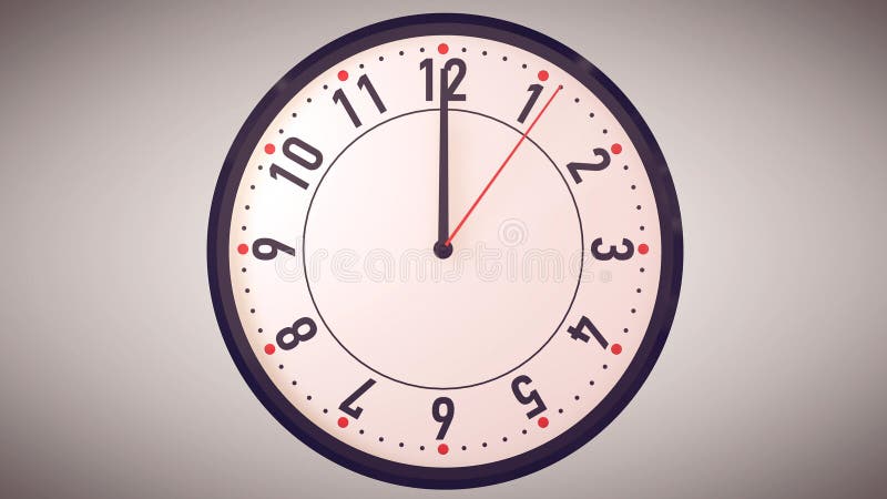 Hands Pointing To Midday on Clock Face. Stock Illustration ...