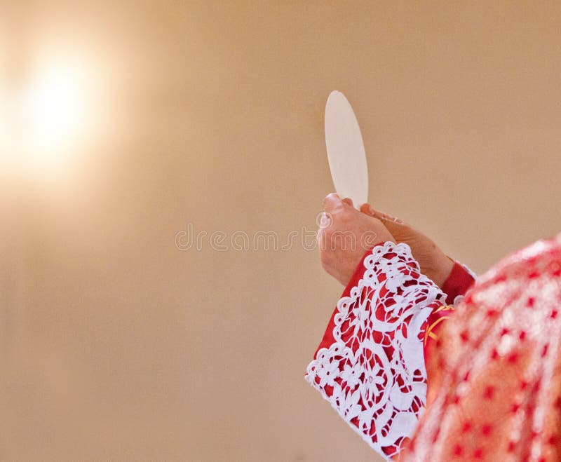 Hands of the Pope Raise the Body of Christ Stock Photo - Image of ...