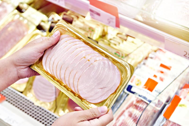 Hands with Pork Ham in Shop Stock Photo - Image of ingredient, sausage ...