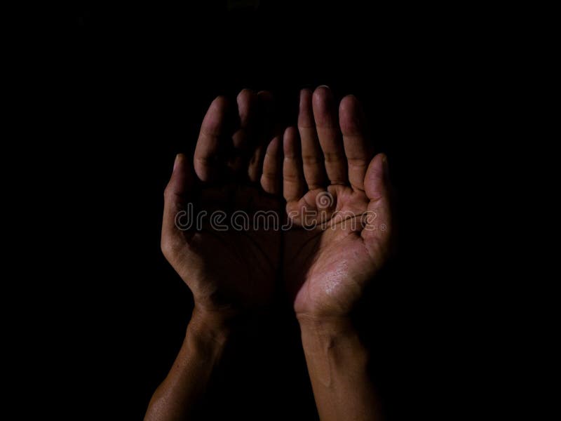 Prayer Hand on Dark Background Stock Photo - Image of finger, sign ...