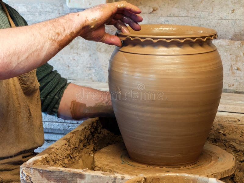 Hands of a Potter Make a Big Pot Stock Image - Image of potters ...