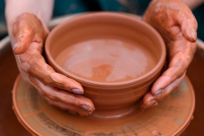 Potter Making Ceramic Pot on the Pottery Wheel Stock Image - Image of ...
