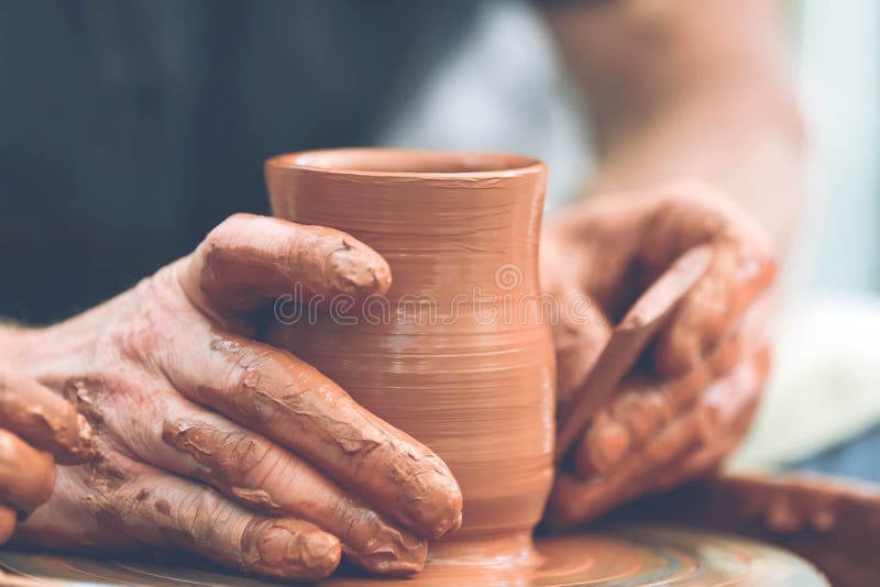 Potter Making Ceramic Pot on the Pottery Wheel Stock Image - Image of ...