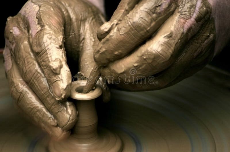 Hands of the Potter on Potter S Wheel Stock Image - Image of profession ...
