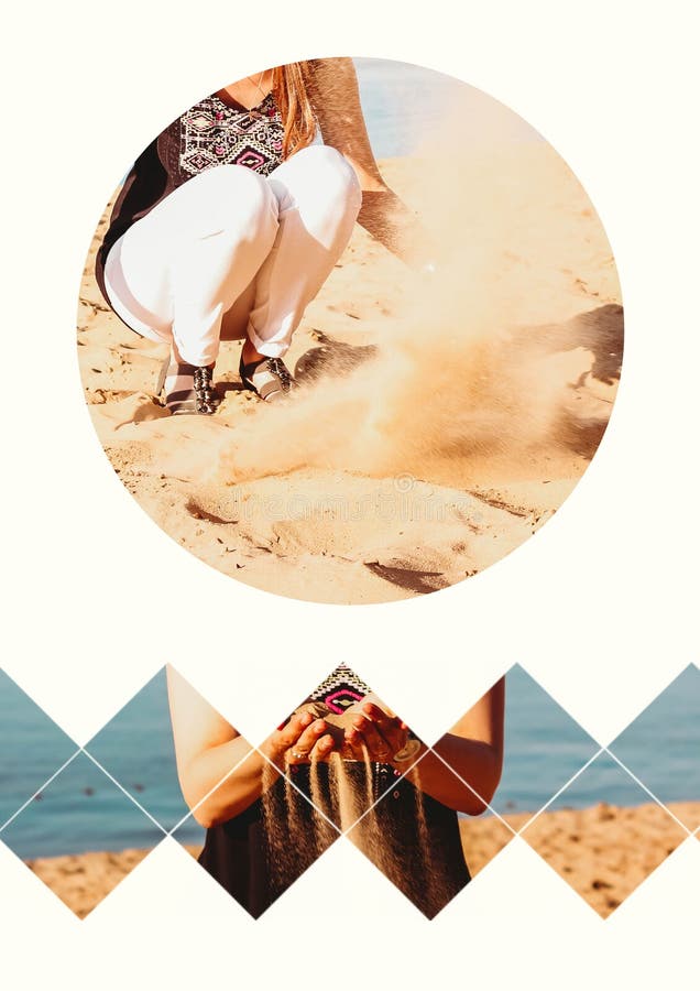 Hands Pouring Fine Sand on a Beach.summer Beach Sand Collage Stock ...