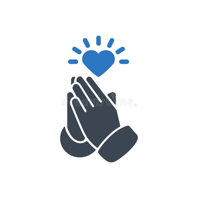 Hands Prayer Heart Icon stock vector. Illustration of care - 361696492